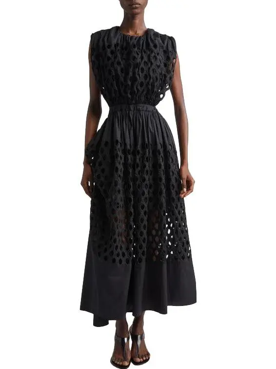 DIOTIMA Peplos Cotton Eyelet Dress - Black
