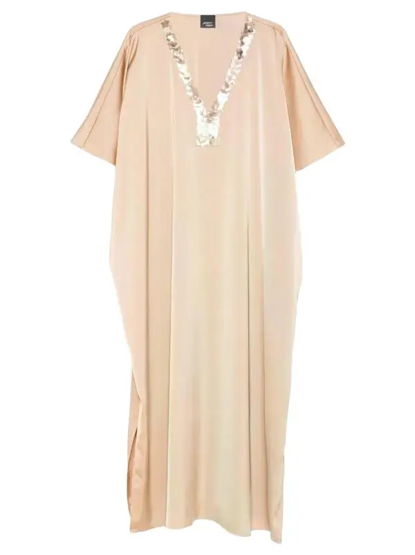 Marina Rinaldi Sequin V-neck Dress - Neutrals