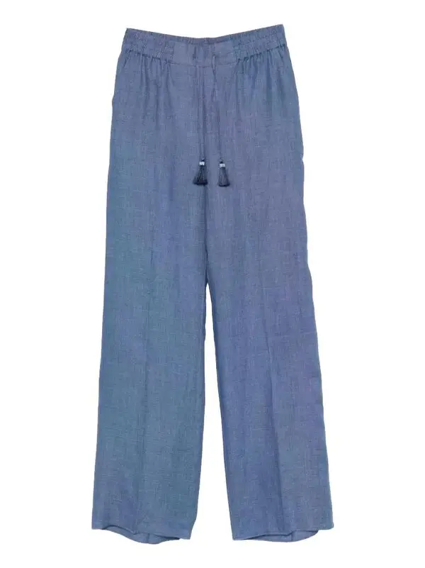 Marina Rinaldi Tassel Drawstring Wide Leg Trousers - Blue