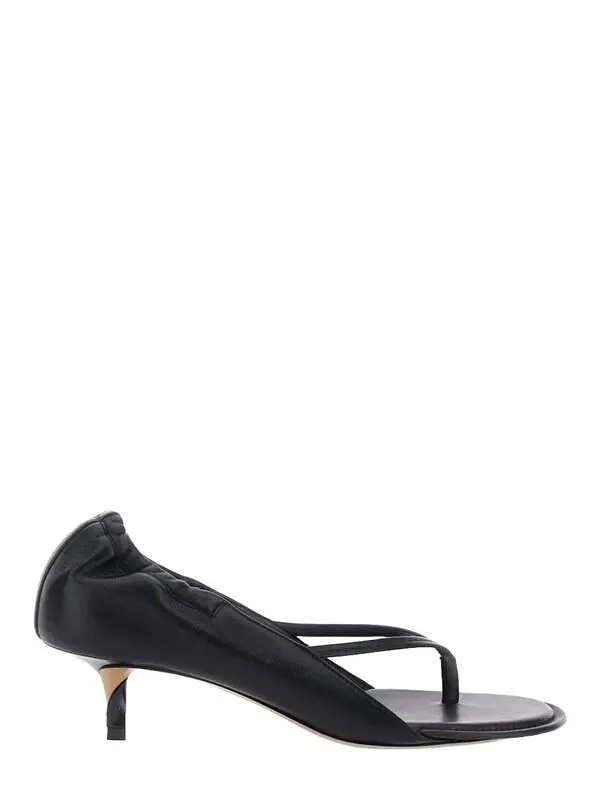 Jacquemus Gathered Leather Sandals - Black