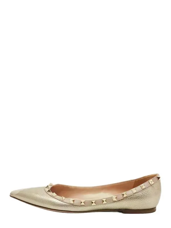 Valentino Garavani Rockstud Leather Flats - Gold