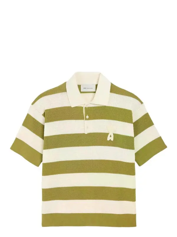 Ami Striped Logo Polo Shirt - Green
