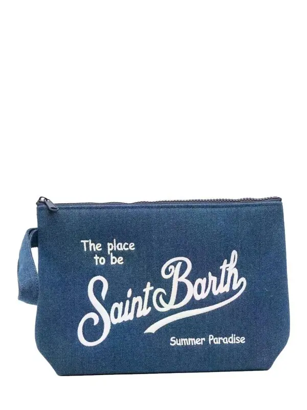 MC2 SAINT BARTH Embroidered Denim Pouch - Blue