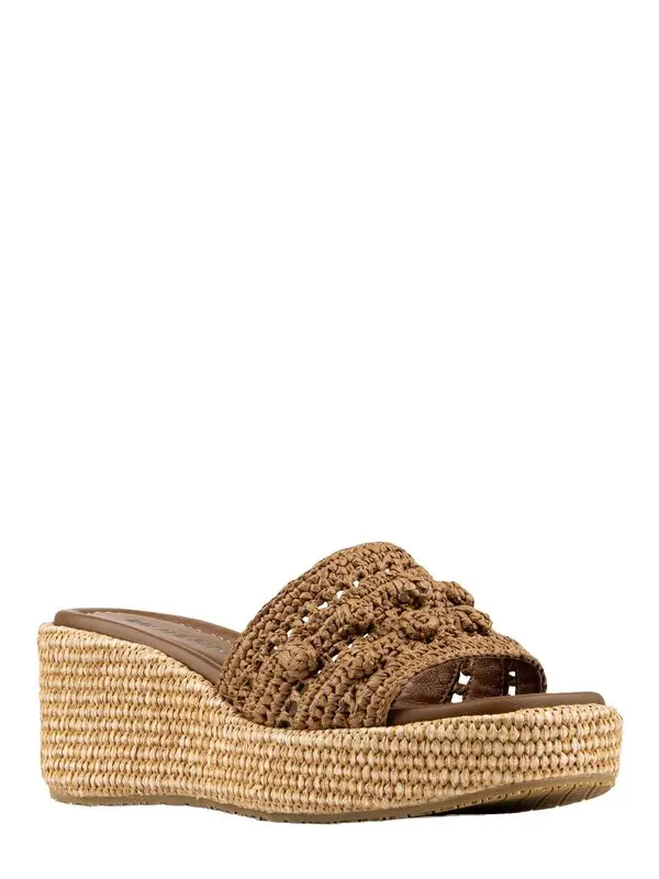 DONALD PLINER Jakki Platform Wedge Sandal - Saddle
