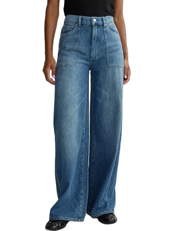 DL1961 Hepburn High-waist Wide-leg Jeans - Meadow Lake Aura