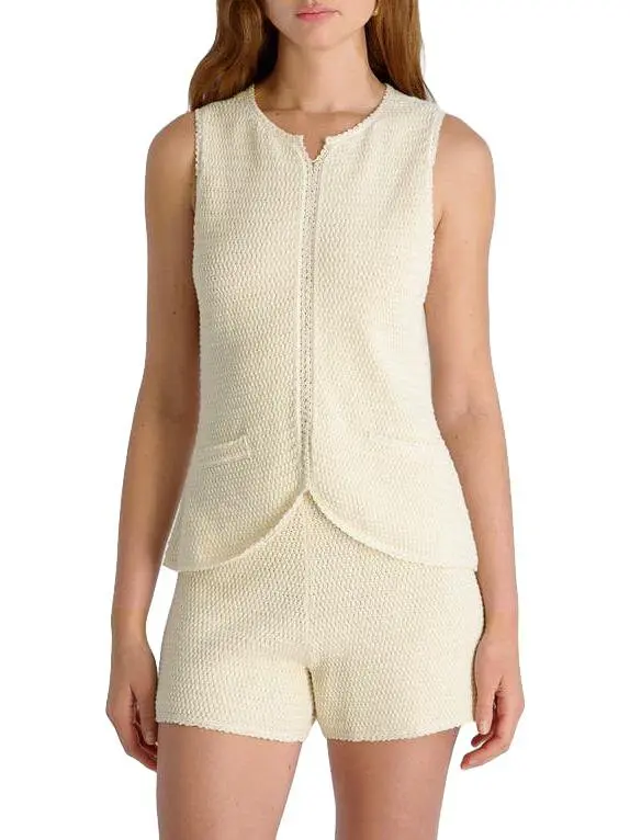 French Connection Mozart Textured Stitch Cotton Sweater Tank - Ecru