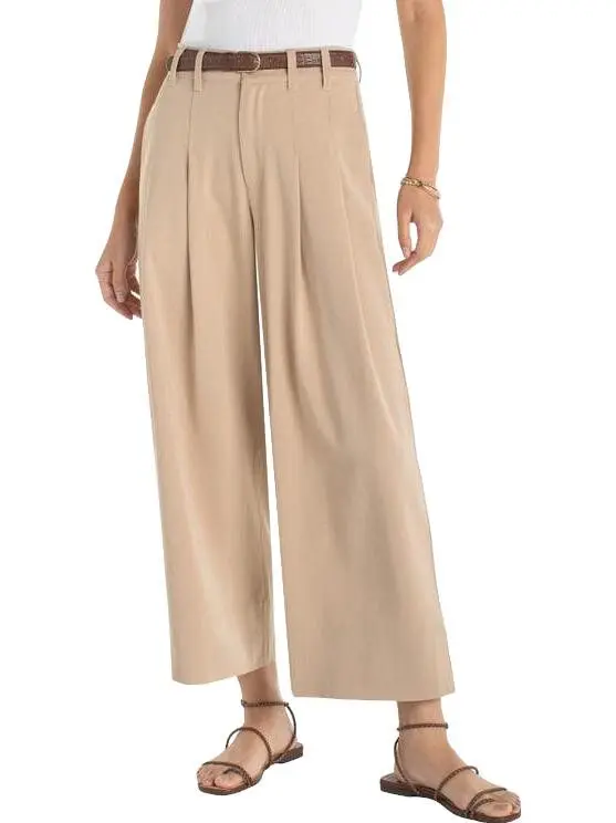 LIVERPOOL Pleated High-waist Wide-leg Ankle Pants - Cappuccino
