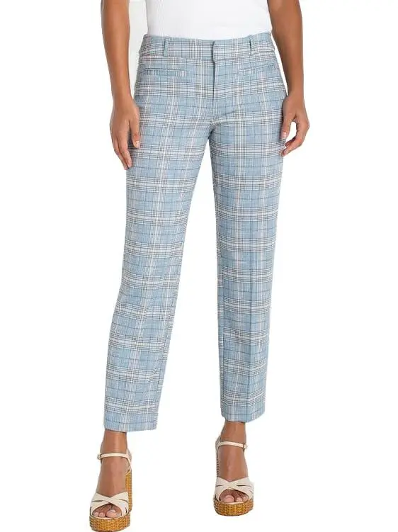 LIVERPOOL Ankle Straight Leg Plaid Pants - Shadow Blue Multi