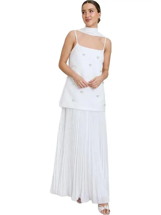 SIX STORIES Embellished Strappy Maxi Dress - White