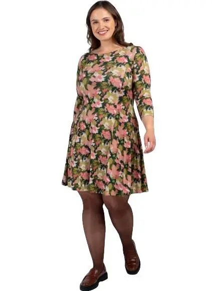 KETTLEWELL Brushed Floral Fit And Flare Dress - Rosewood Floral