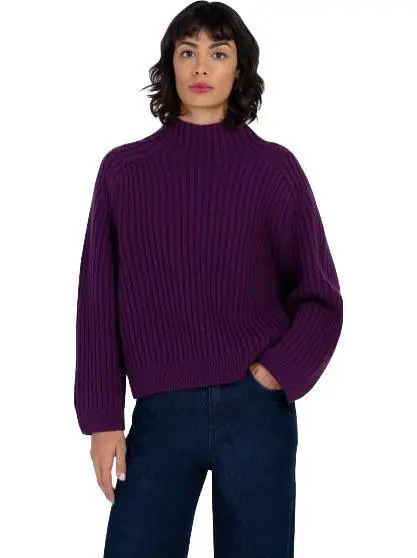 KETTLEWELL Maeve Rib Knit Sweater - Blackcurrant