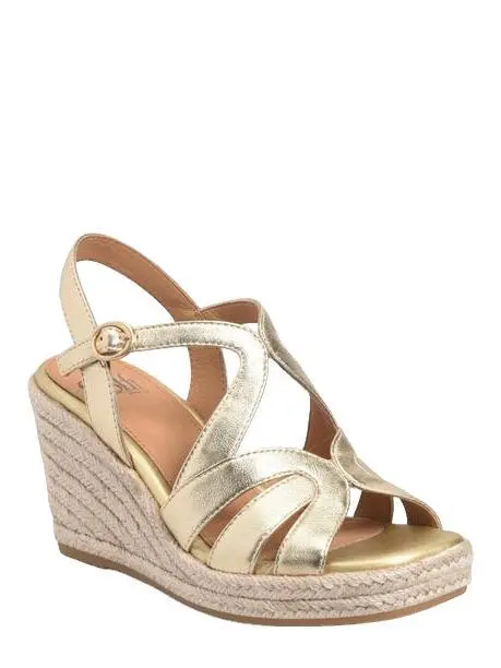 SOFFT Norma Espadrille Platform Wedge Sandals - Pale Gold