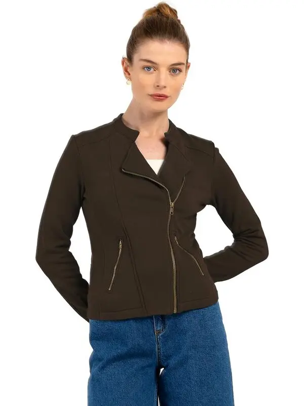 KETTLEWELL Cropped Biker Jacket - Chocolate