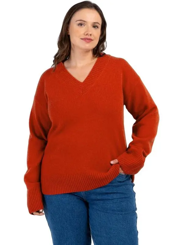 KETTLEWELL Anya V-neck Merino Wool Sweater - Chilli