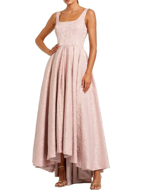 Mac Duggal Sleeveless Jacquard High-low Gown - Blush