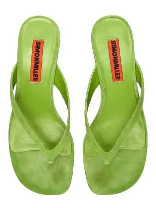 SIMONMILLER Suede Sculptural Heel Sandal - Matcha
