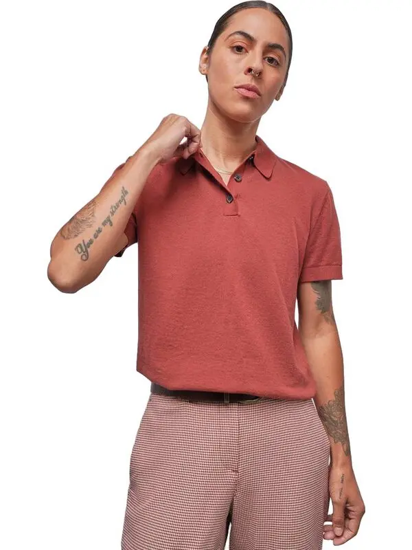 WILDFANG Relaxed-fit Sweater Polo - Cinnamon