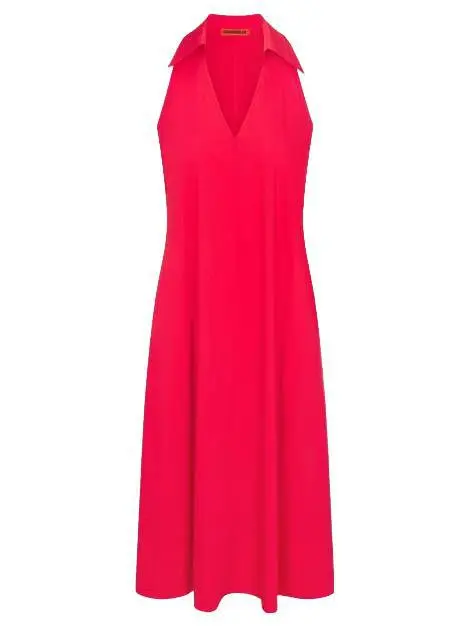 SIMONMILLER Nava Poplin Midi Dress - Cherry Red