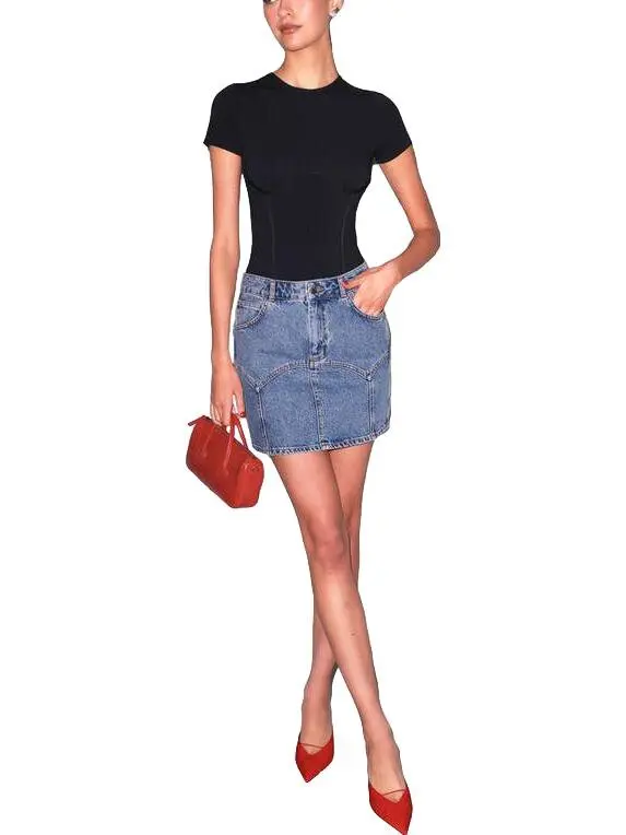 FLEUR DU MAL Organic Cotton T-shirt Bodysuit - Black