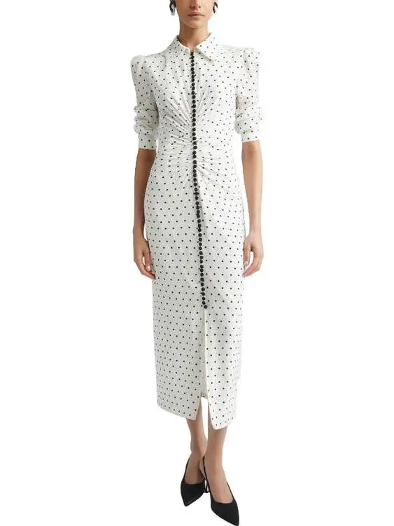 Carolina Herrera Polka Dot Fitted Shirtdress - Ivory Multi