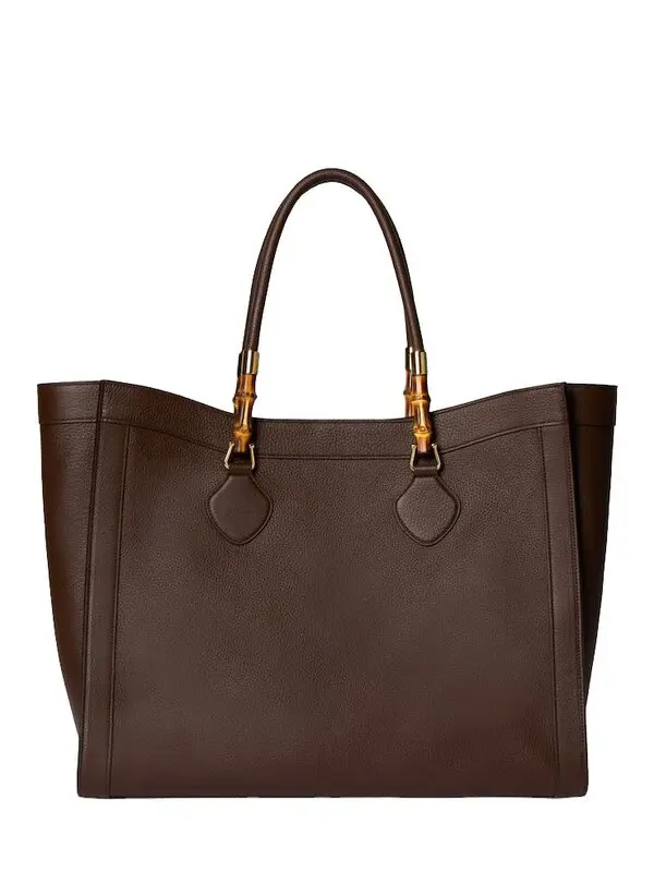 Gucci Large Bamboo Leather Tote - Brown