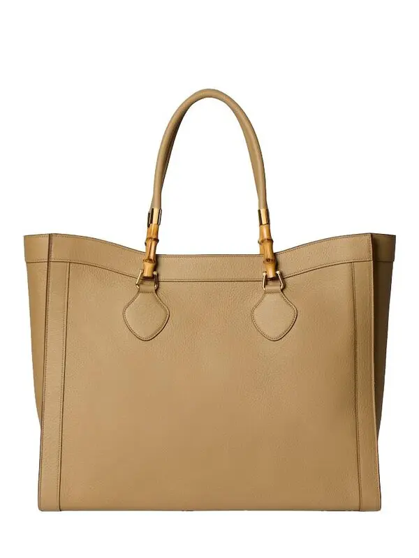 Gucci Large Bamboo Handle Tote Bag - Beige