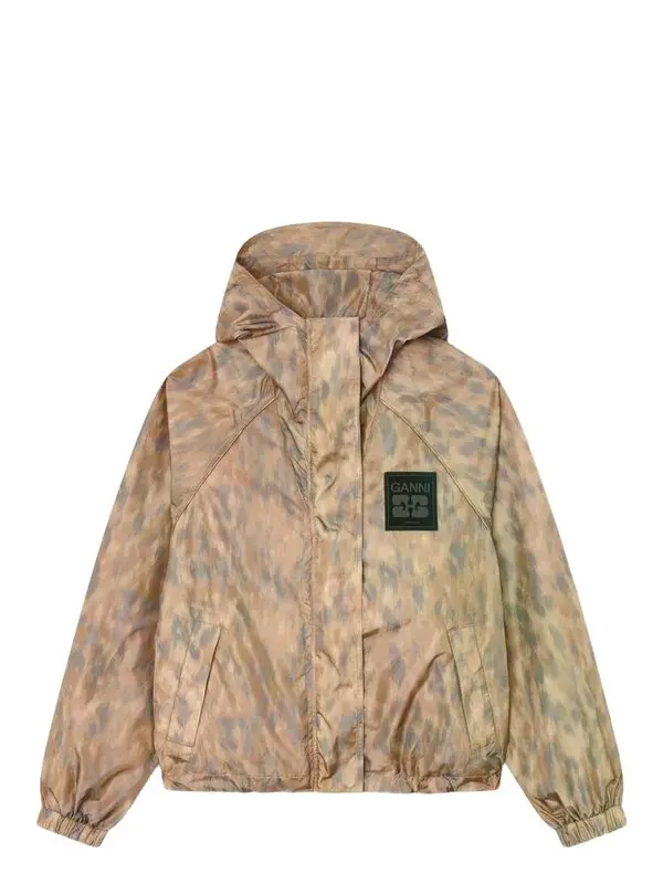GANNI Logo-patch Bomber Jacket - Neutrals