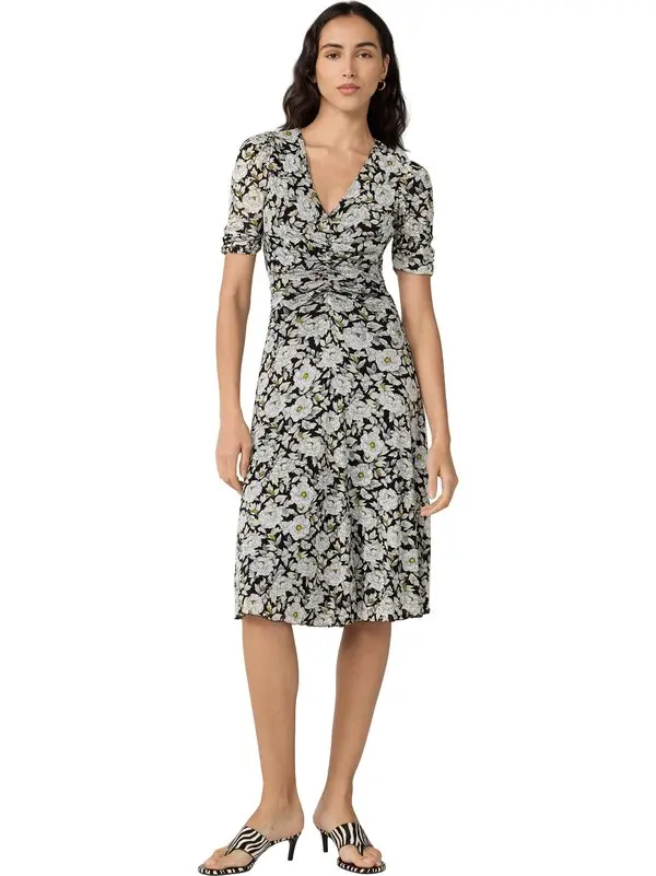 Diane Von Furstenberg Koren Reversible Dress - Tiny Biba Rose Black And Sun Tiger Lemon Curry