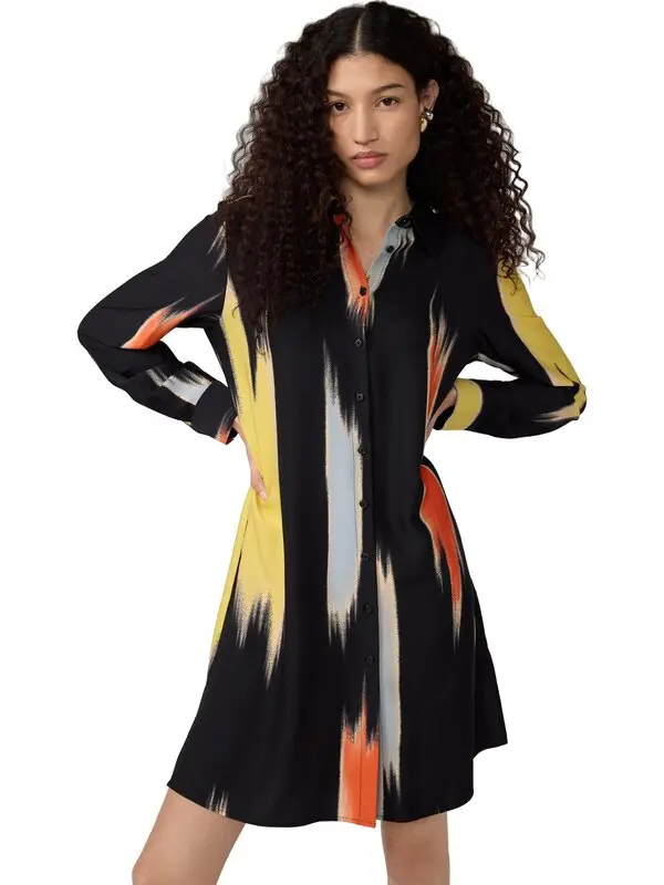 Diane Von Furstenberg Elle Shirt Dress - Cloud Haze Black