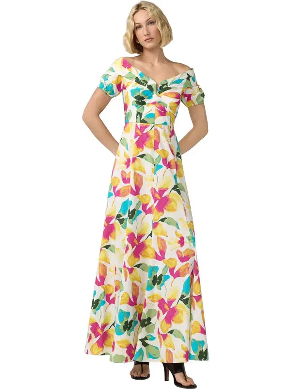 Diane Von Furstenberg Laurie Maxi Dress - Island Orchid Multi White
