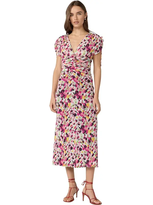 Diane Von Furstenberg Ella Midi Dress - Sherbert Pony Multi And Tiny Island Orchid Multi