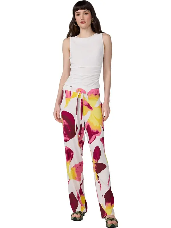 Diane Von Furstenberg Floral Print Trousers - Giant Island Orchid White