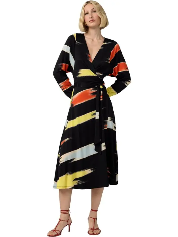 Diane Von Furstenberg Amara Wrap Dress - Cloud Haze Black