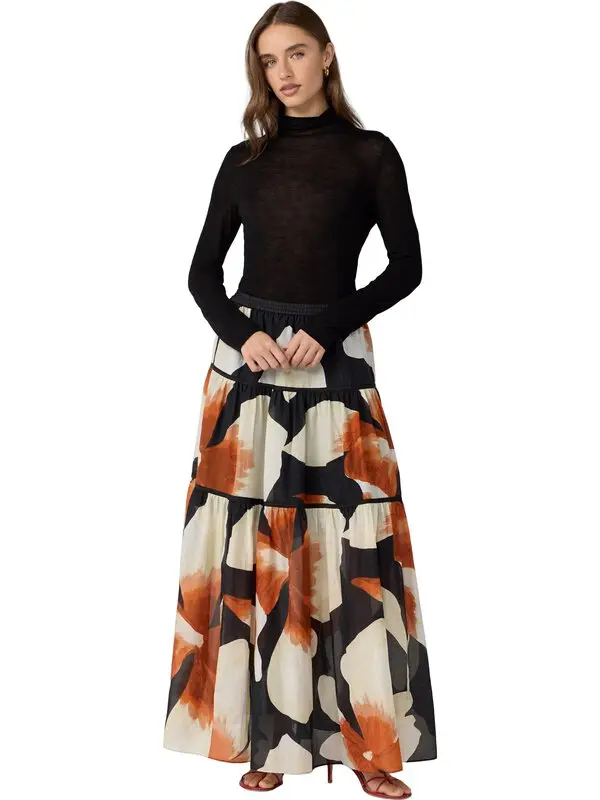 Diane Von Furstenberg Shiloh Maxi Skirt - Giant Island Orchid Black