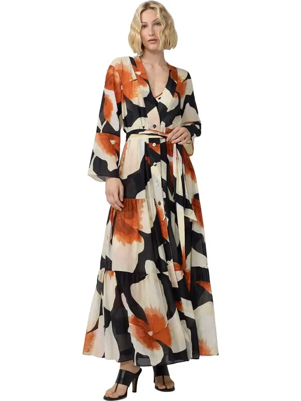 Diane Von Furstenberg Elisa Maxi Dress - Giant Island Orchid Black