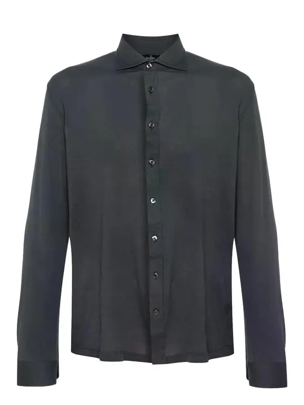 BARBA NAPOLI Cutaway-collar Cotton Shirt - Grey
