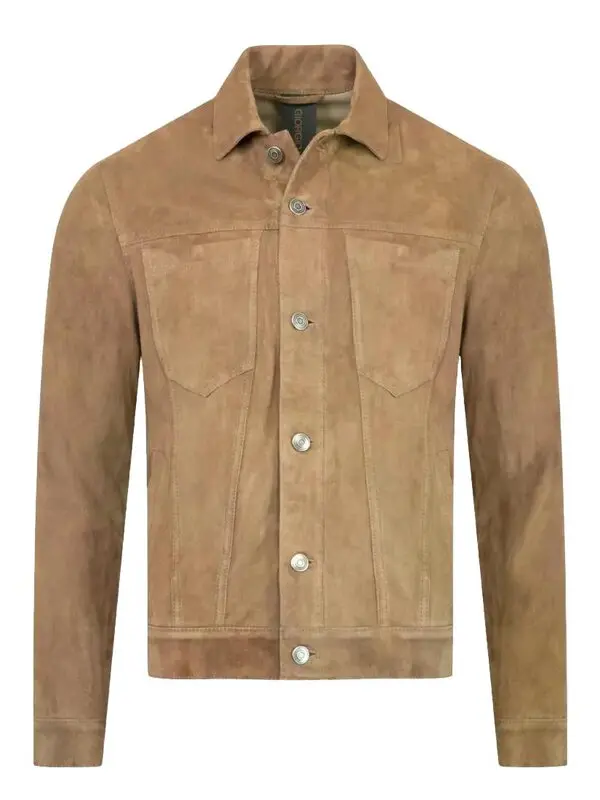 GIORGIO BRATO Suede Patch-pocket Jacket - Neutrals