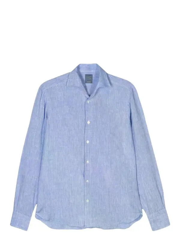 BARBA NAPOLI Long-sleeve Linen Shirt - Blue