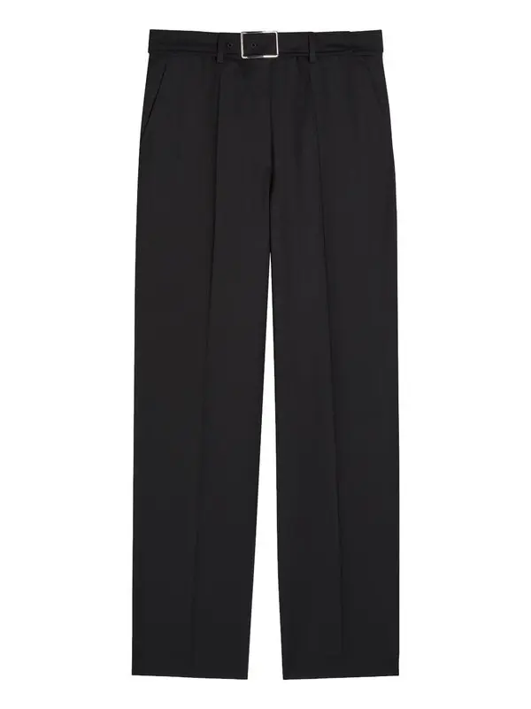 Sportmax Belted Straight-leg Wool-blend Trousers - Black