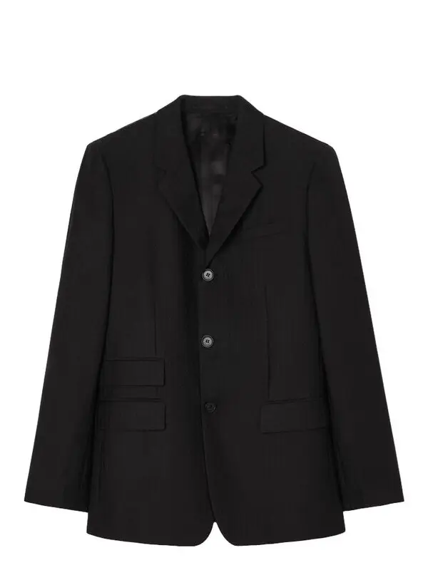 Burberry Striped Wool Mohair Tailored Jacket - Black