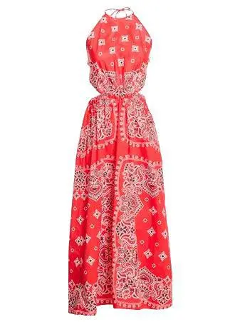 Sandro Maxi Dress In Cotton With Paisley Print - Red