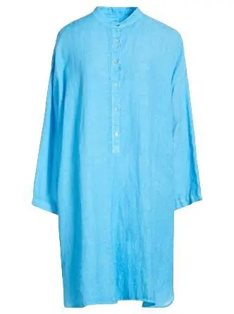 120% Lino Mini Linen Shirt Dress - Blue