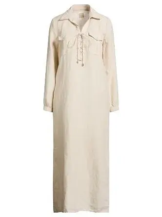 120% Lino Maxi Shirt Dress - Beige