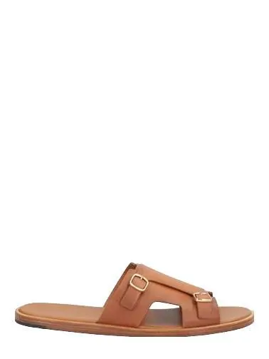 Santoni Leather Slide Sandals - Brown