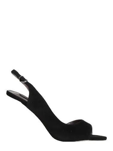 LUCIANO BARACHINI Leather Slingback Sandals - Black