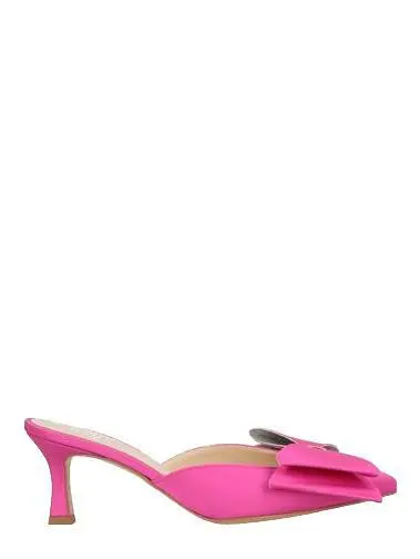 OVYE Satin Mules With Bow Detailing - Fuchsia