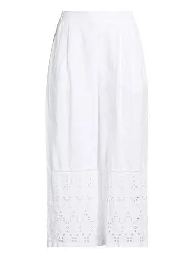120% Lino Linen Wide-leg Pants - White
