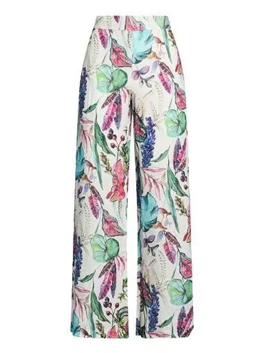 120% Lino Floral-print Linen Straight-leg Pants - Blue