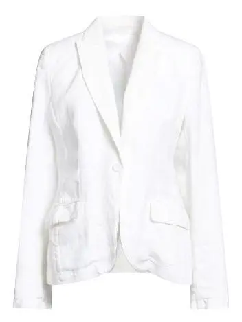 120% Lino Linen Single-breasted Blazer - White