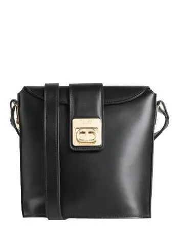 TWINSET Leather Bucket Crossbody Bag - Black